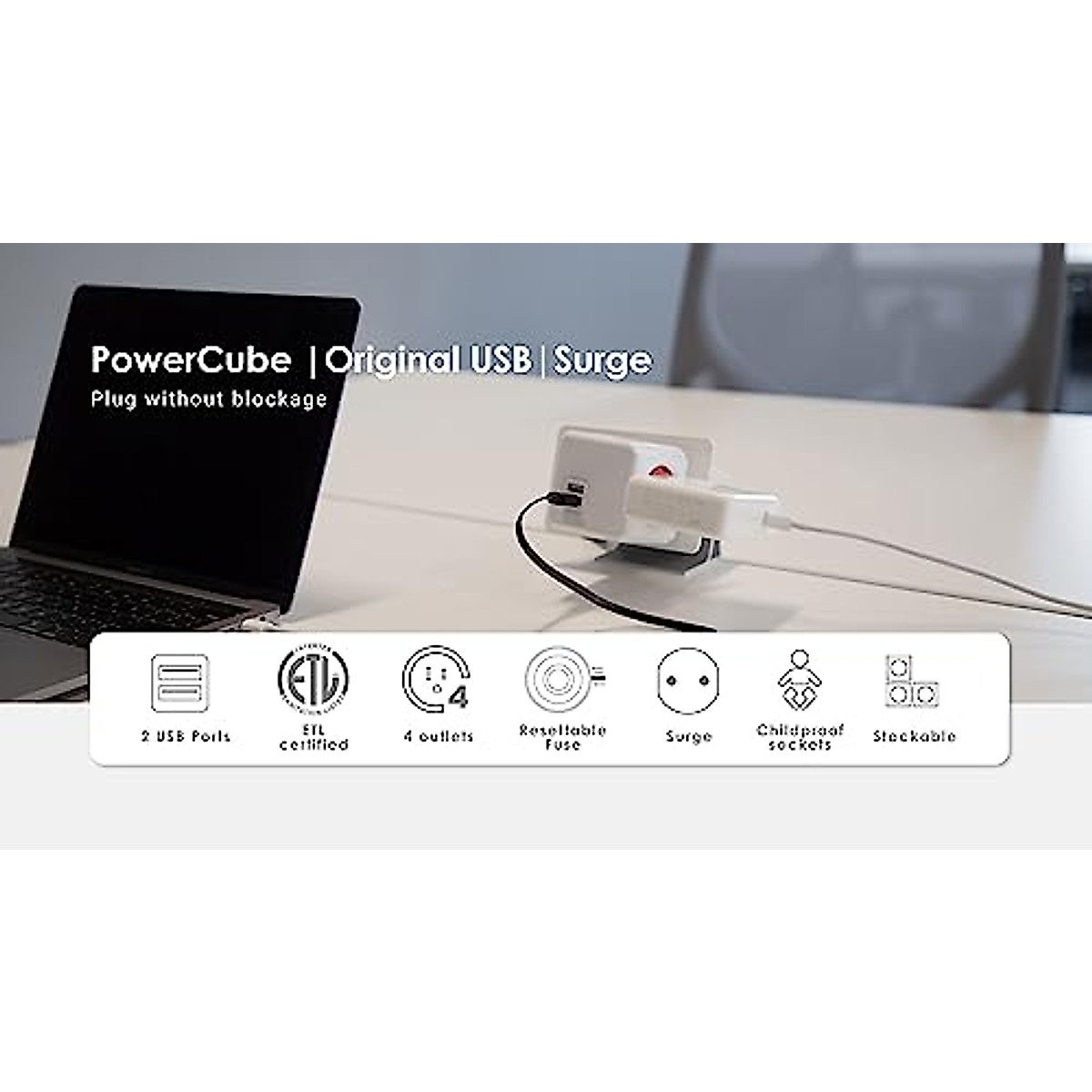 4-Outlet Surge Protector Dual USB
