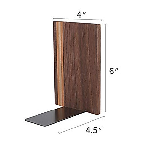 Muso Wood Artist Bookends, Decorative Bookshelf Book Ends Heavy Duty Bookends Desktop Organize Books Wooden Book Ends for Home Office Kitchen 6"x4" (Walnut)