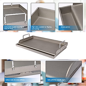 Griddle for Gas Grill, Metal Flat Top Griddle Insert for Outdoor Gas Grill, 25" x16" Cooking Skillet Plate Pan Teppanyaki for Charcoal/Electric Grills Fits Camping Outdoor Tailgating Parties Grilling