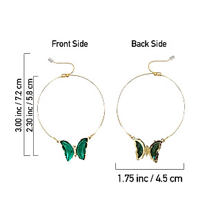 Kathaya Women’s Dangling Hoop Earrings With Gemstone Butterfly Fashion Charms For Women Girls Dangle Drop Earring Jewelry Gift Set (Purple)