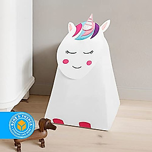 Bins & Things Unicorn Kids Nursery Laundry Hamper | Toy Organizer Basket | Baby Hamper | Baby Laundry Basket with Handles for Clothes, Toys - Storage Bin for Baby Boy or Girl