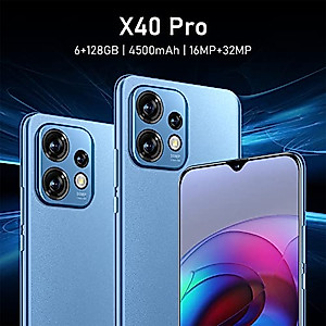 5G WiFi Smartphone, 8GB RAM 128GB ROM X40 Pro Mobile Phone Face Recognition 4500mAh for Daily Life Use (US Plug)