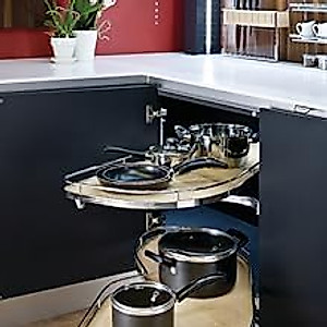 Lemans II Set 2-Shelf Lazy Susan with Soft-Close for Blind Base Corner Cabinets (574 sq. Model 40, Tray Size: 12", Swings Right)