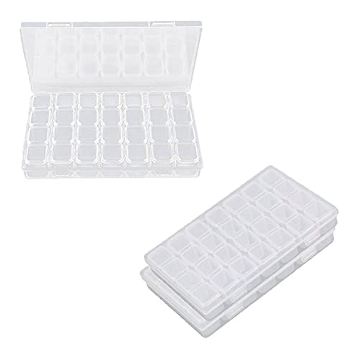 SULLMAR 3PCS 28 grids Rhinestone Box Diamond Picture Box Plastic Jewelry Storage Box Storage Container Gem Container Nail Tools Storage Box DIY Art Craft Nail Art Small Jewelry Bead Storage