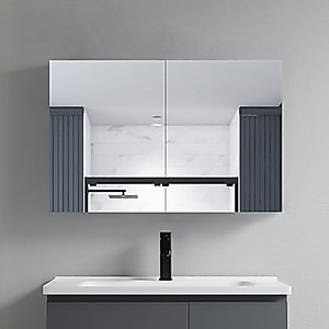 Vacolitel Luxury Rectangular Bathroom Medicine Cabinet with Mirror,Recessed or Surface Mount Bathroom Wall Cabinet,Beveled Edges,Engineered Wood (40"X26")