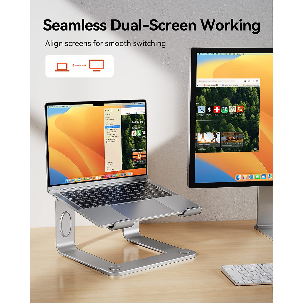 LORYERGO Laptop Stand, Ergonomic Laptop Riser Laptop Stand for Desk, Notebook Computer Stand Holder Compatible with Most 10-15.6” Laptops, Silver