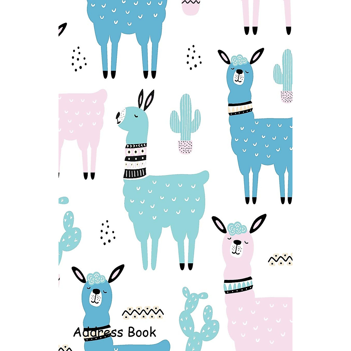 Address Book: For Contacts, Addresses, Phone, Email, Note,Emergency Contacts,Alphabetical Index With llama Cactus Cute Pattern