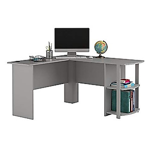 Ameriwood Home Dakota L-Desk with Bookshelves, Dove Gray