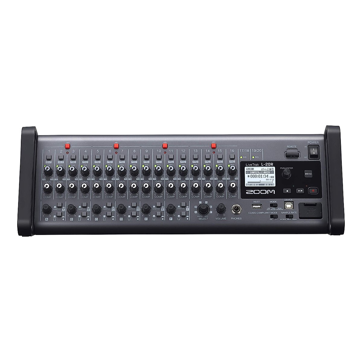 Zoom LiveTrak L-20R Digital Mixer & Multitrack Recorder, Rack Mountable, 20-Input/ 22-Channel SD Card Recorder, 22-in/4-out USB Audio Interface, 6 Customizable Outputs, Wireless iOS Control