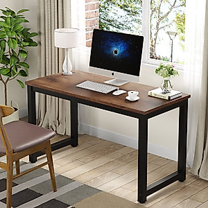Tribesigns Modern Simple Computer Desk, 47 inch Vintage Office Desk Computer Table, Study Writing Study Desk Workstation for Home Office, Rustic Brown