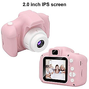 Kids Camera for 3-8 Year Old Toddler Childrens Digital Camera Mini Rechargeable Shockproof Video Camcorder Gifts with 32GB Memory Card for Birthday-Pink