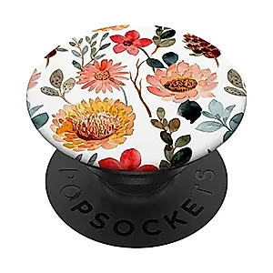 Cute Colorful Garden Botanical Watercolor Floral Pattern PopSockets Swappable PopGrip