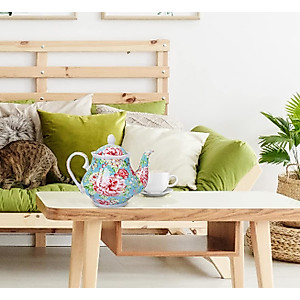 European Style Ceramic Teapot Coffee Pot Water Pot Porcelain Vintage Gift Tea Pot - 37 Oz - May Blossom