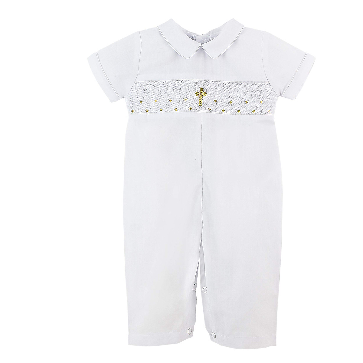Baptism Outfits for Boys - Elegant Longall with Bonnet Featuring Hand Smocked Gold Cross Design, Perfect for Baby Boy Baptism Outfit or Christening Outfits for Boys, Boy Baptism Outfit, 9M