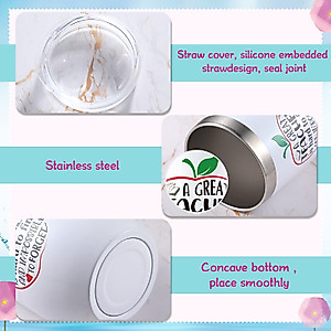 Censen 4 Pcs Teacher Appreciation Gifts Teacher Wine Tumbler with Lid and Straw Brush 12 oz Insulated Stainless Steel Teacher Tumbler Teacher Cup Women Teachers Gifts Wine Mug for Graduation Birthday