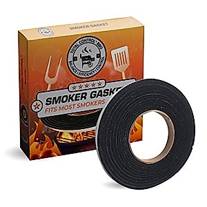 Total Control 1/8 x 5/8 BBQ Smoker Gasket Grill lid Door Seal, Saves Charcoal - Self Adhesive (5/8 x 1/8 x 10 Ft Self Stick)