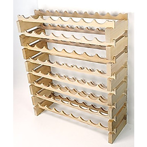 sfDisplay.com,LLC. Modular Wine Rack Beechwood 32-96 Bottle Capacity 8 Bottles Across up to 12 Rows Newest Improved Model (64 Bottles - 8 Rows)