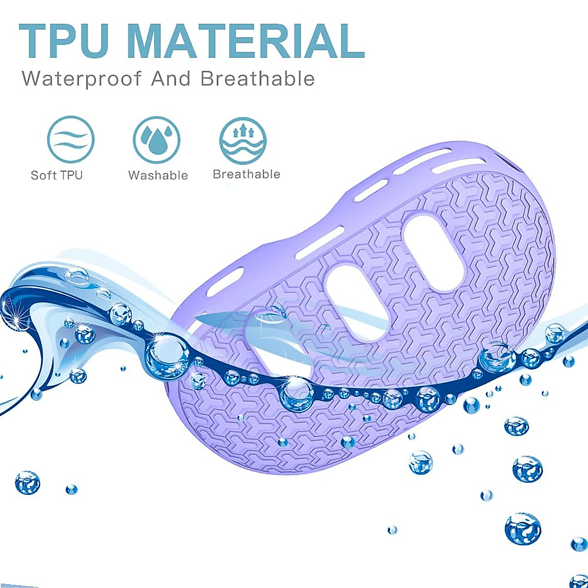 Snugeasy Protective Cover Set Compatible with Meta/Oculus Quest 3 Accessories, VR TPU Face Cover, for Quest 3 Controller Grips Cover, Face Mask, Anti-Sweat Eye Mask, Lens Protector (Purple)