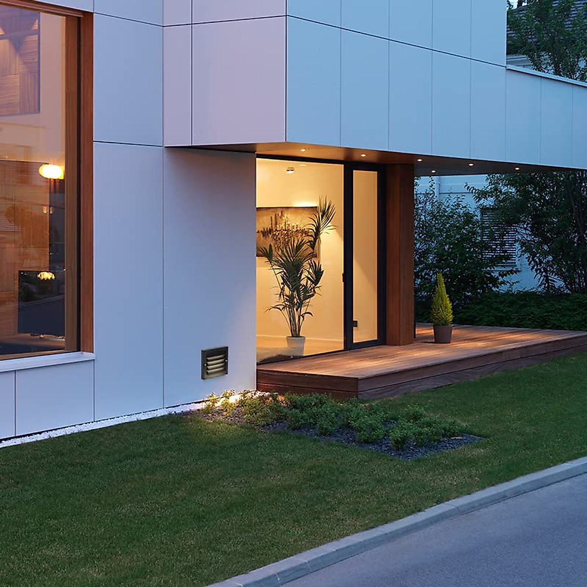 ZONK Step Lights Outdoor Indoor 120V, Waterproof LED Wall Mount Stair Lights, Plastic Landscape Staircase Deck Lighting, 4000K, Black Finish