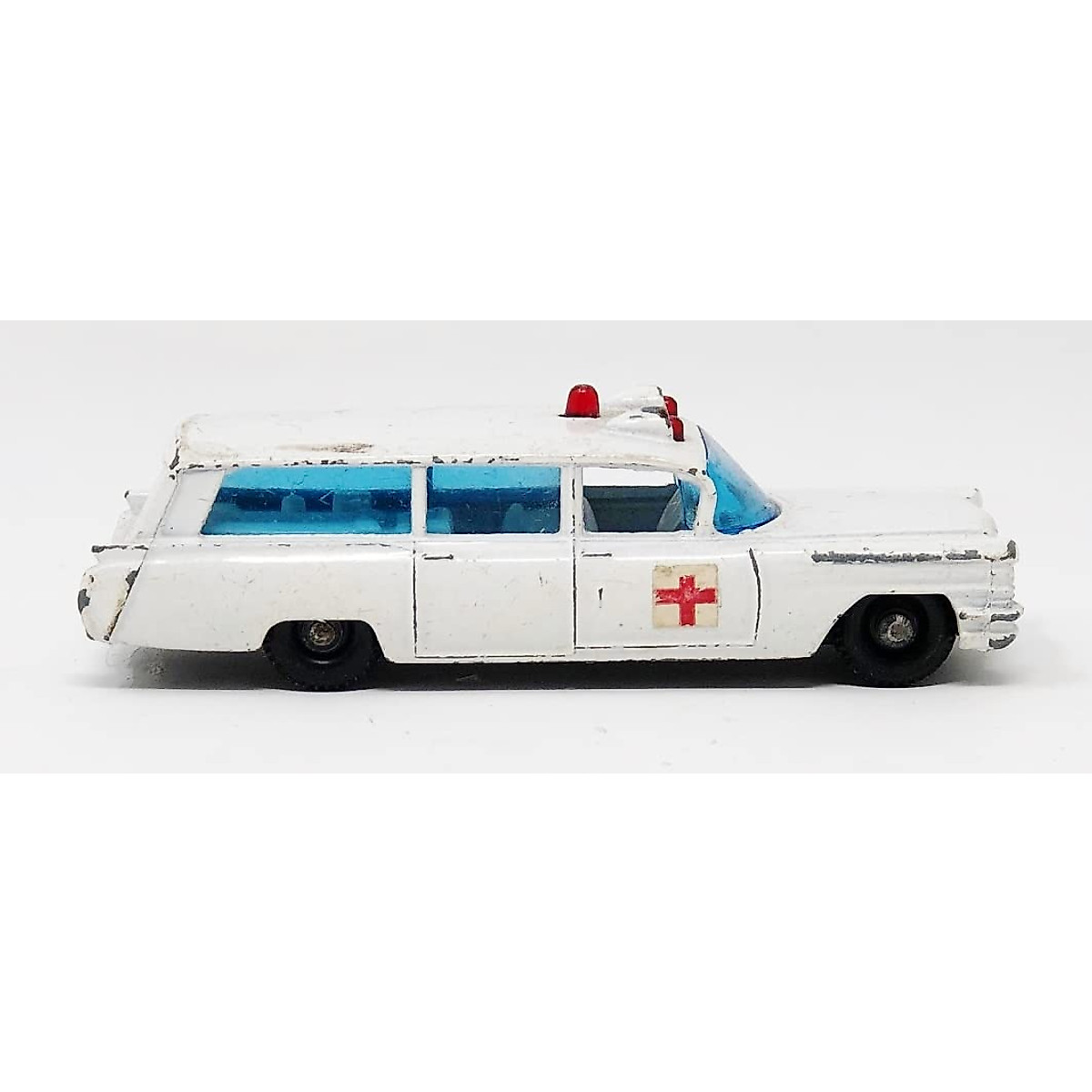1965 Lesney White #54 Die--cast S&S Rescue Ambulance Red Domes - 69mm
