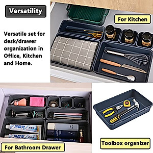 AUSTARK InterlockIng Desk Drawer Organizer, 3 Sizes Plastic Drawer Divider, Toolbox Storage Organizer Trays for Office Home School (8 Pack)