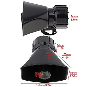 DriSentri 12V Car Horn Siren Sound 5 Tone Alarm Electric Horn 100W PA Speaker System Megaphone Loud for Car Train Boat Ship