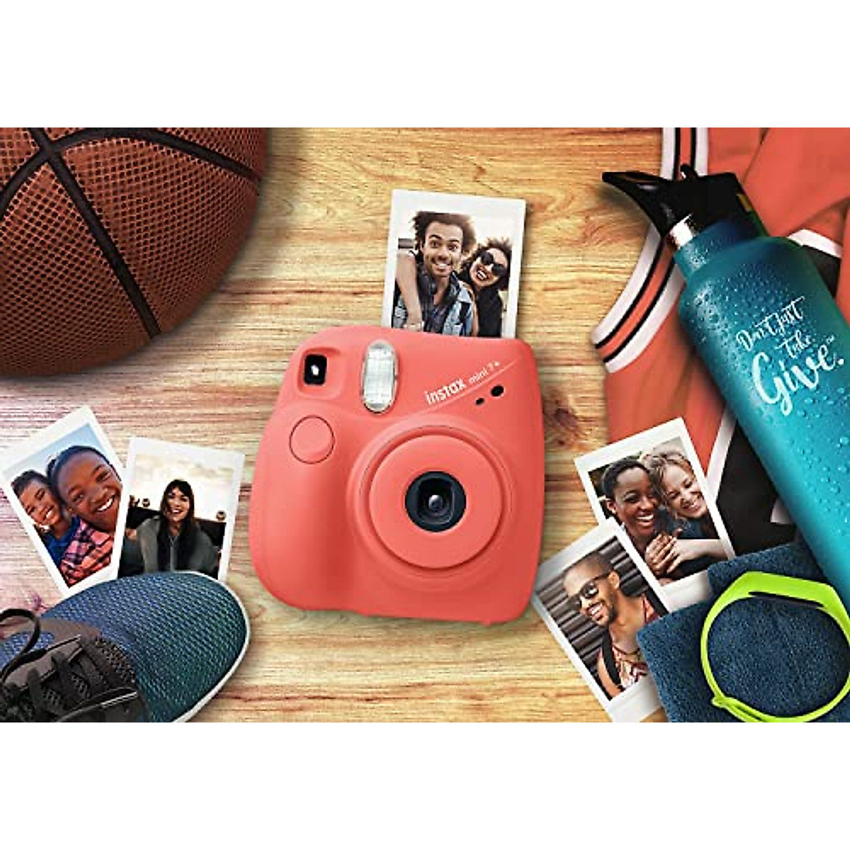 Fujifilm Instax Mini 7+ Instant Camera Bundle-Deluxe Kit, Fuji Instax Mini Film (20 Sheets), NeeGo Photo Album (Coral)