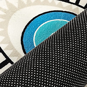 HAOCOO Evil Eye Runner Rug 2’x 5’ Non-Slip Washable Kitchen Area Rug Boho Chic Distressed Tribal Decorative Soft Velvet Creative Floor Carpet Bath Rug for Bedroom Living Room Entryway Hallway