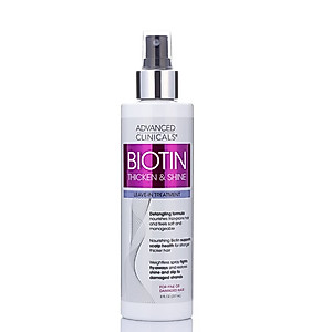 Advanced Clinicals Hair Spray Thicken & Shine Leave In Treatment, Nourishing Detangling Formula for Fine, Damaged, or Frizz Prone Hair, Supports Scalp Health for Strong Thick Hair, 8 Fl Oz