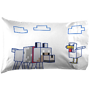Jay Franco Minecraft Animal Patch Queen Sheet Set - 4 Piece Set Super Soft and Cozy Kid’s Bedding - Fade Resistant Microfiber Sheets (Official Minecraft Product)