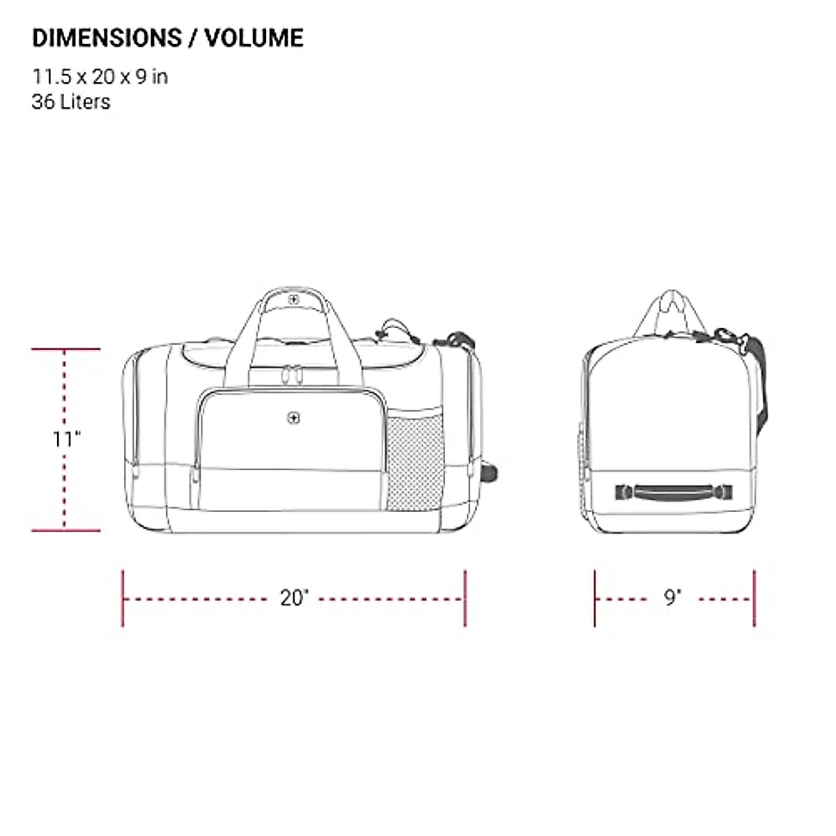SwissGear Apex Duffle Bag for Travel and Gym with Bungee-Cord System