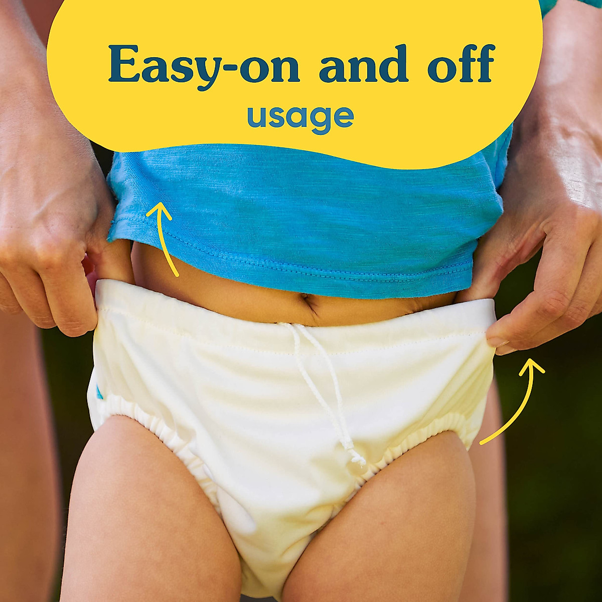 Charlie Banana Reusable Swim Diaper with Adjustable Drawstring, Soft and Snug Fit to Prevent Leaks, Pencil Stripes Blue, X-Large (27-44lbs)