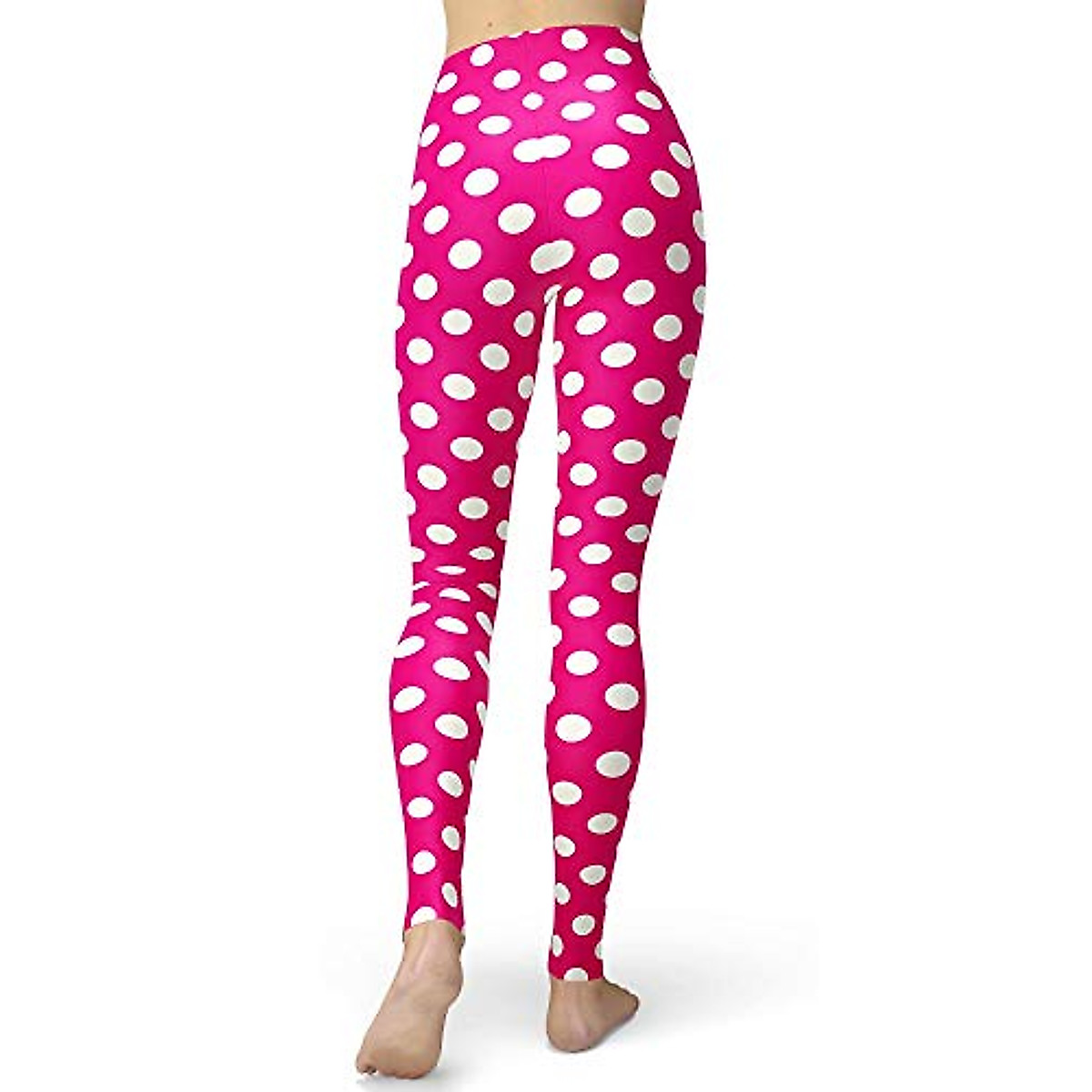 sissycos Women's Polka Dots Printed Leggings 80s Buttery Soft Stretchy Pants (Large-XX-Large, Polka Dots Rose Red)