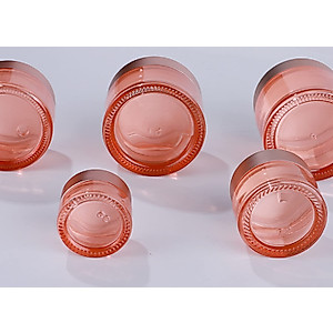 Healthcom 10 Packs 10 Gram/10ml Empty Jars Pink Glass Cosmetic Jar Pot Bottles with Rose Gold Lids Refillable Cosmetic Container Eye Cream Jar Pot Vials for Makeup Lotion Face Eyeshadow Lip Balms