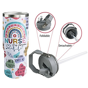 ZNYYZYBA Nurse Tumbler - 30oz Thermal Mug with Handle and Flip Straw for Nurses Week Gifts