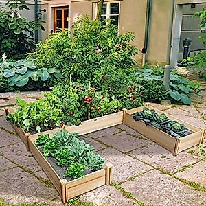 Giantex U-Shaped Raised Garden Bed, Wood Raised Garden Planter Box for Vegetables and Flowers, Easy Assembly, Garden Container for Backyard, Patio, Balcony (92.5" Lx95 Wx11 H)