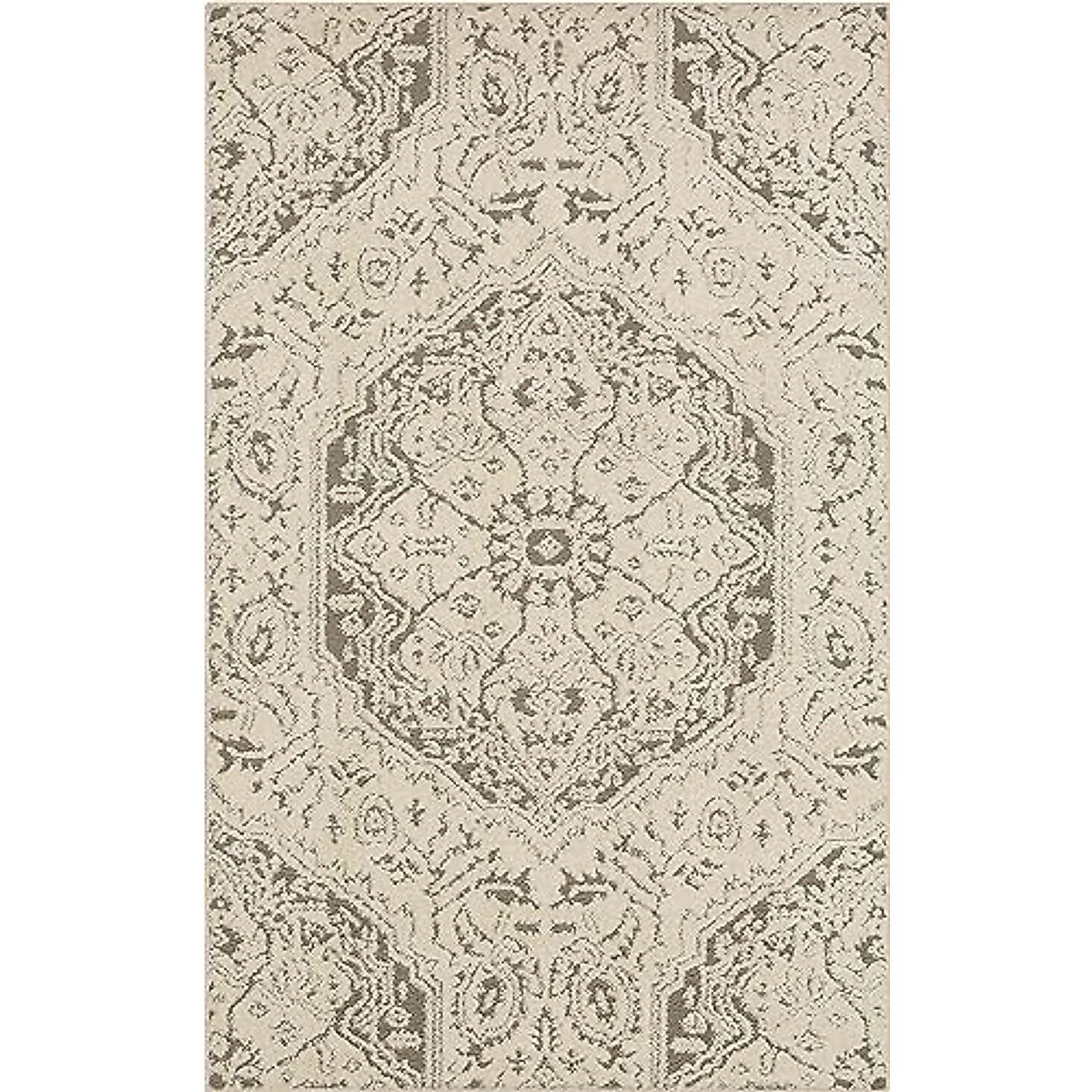 Mohawk Home Francesca Ornamental Medallion Light Gray 10' x 14' Shag Area Rug Perfect for Living Room, Dining Room, Office