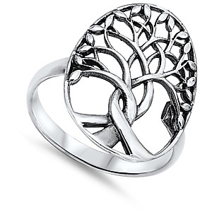 Tree of Life Branches Fashion Ring New .925 Sterling Silver Band Size 8