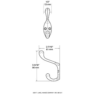 Liberty B42302Q-FB-C5 3-Inch Heavy Duty Coat and Hat Hook, Flat Black, 1 Count (Pack of 1)
