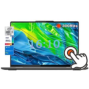 Lenovo Yoga 7i 2 in 1 Laptop - 16" WUXGA 300 Nits 16:10 Touch-Screen Laptop – Core i5-1335U - 2xThunderbolt4 - Wi-Fi6E - Backlit KB- Storm Grey Win11 Pro (16GB RAM | 512GB SSD) (16-512)