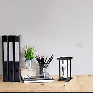 JIEHET Hourglass Sand Timer 45 Minutes, Hour Glasses with Sand Decoration for Kids, Sand Clock Watch for Room Birthday Tea Coffee Table Book Shelf School Game Ornament Wooden (White Sand)