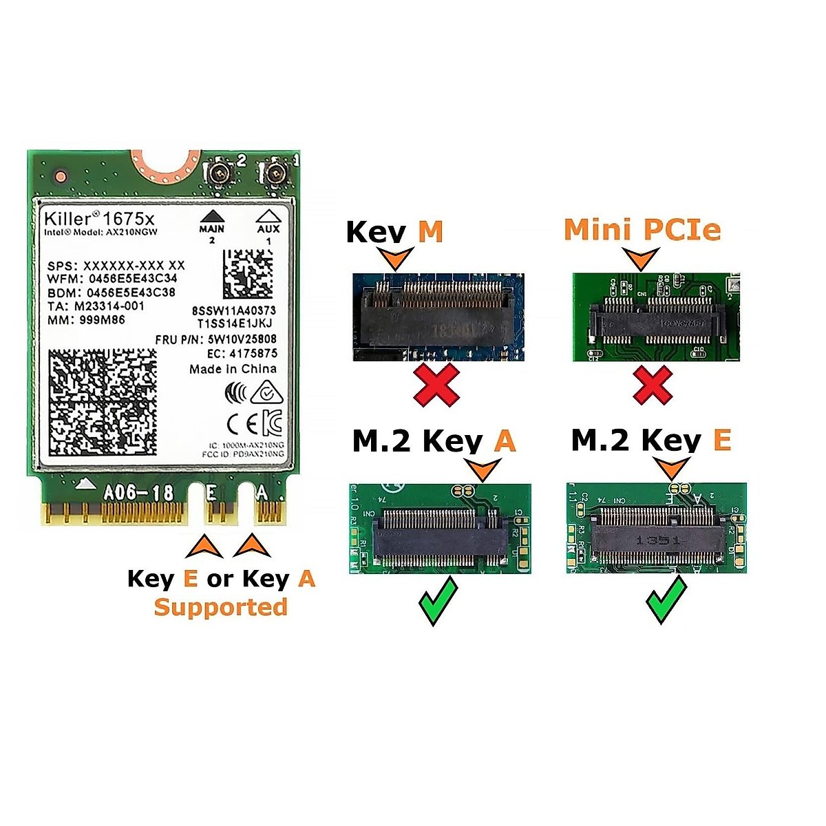 HighZer0 Electronics AX1675x Killer Series Upgraded WiFi 6E Adapter | Gaming WiFi Adapter | M.2 Wifi Card | 2.4 Gbps WiFi for PC | Supports Bluetooth 5.3 & Intel, AMD with Windows 10+, Linux (AX1675x)