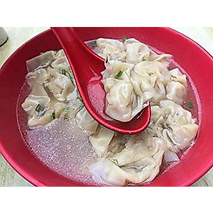 JapanBargain 2384x4, Set of 4 Asian Japanese Chinese Wonton Soba Rice Pho Ramen Noodle Soup Spoons, Black/Red