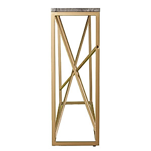 SEI Furniture Arendal Faux Marble Skinny Console Table, Living Room, Hall/ Entry Dining Room Modern Style Powder-Coated Iron, Gold