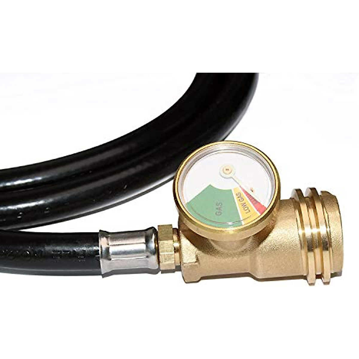 DOZYANT 5 Feet Propane Tank Extension Hose with Gauge -Leak Detector Replacement for Gas Grill, Heater and All Other Propane Appliances, Acme to Male QCC/POL Fittings