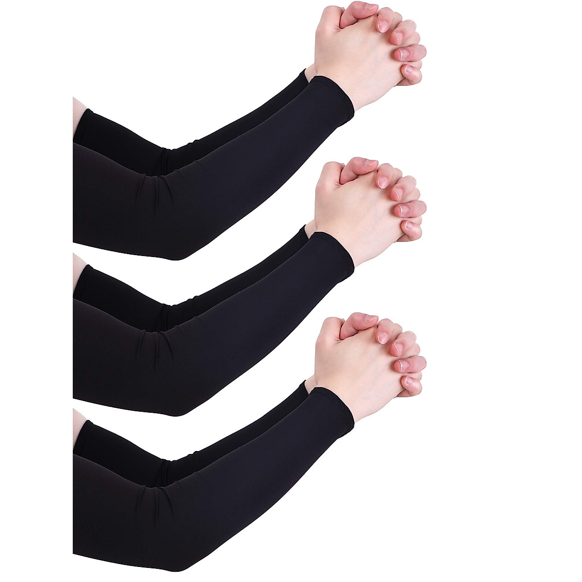 9 Pairs Unisex UV Protection Arm Cooling Sleeves Ice Silk Arm Cover for Men Women, Black