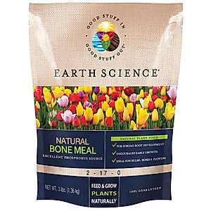 Earth Science – Natural Bone Meal Plant Food – Plant Mix for Bulbs, Gardens, Potted Plants, Trees, and Shrubs 3lb