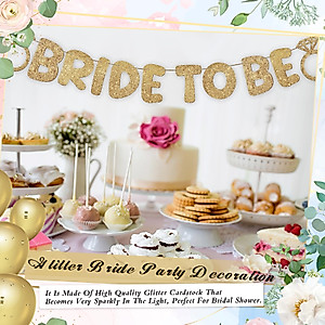 Breling Pre Strung Bride to Be Glitter Banner Bridal Shower Decorations Bride to Be Sign Bachelorette Party Banner Bridal Shower Garland for Engagement Wedding Bride Party Decorations(Champagne Gold)