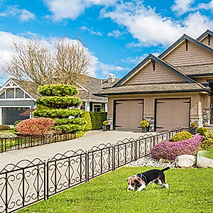 Amagabeli 5 Panels Decorative Garden Fence 10ft(L) x24in(H) in Total Outdoor Bronze Metal Wire Fencing Rustproof Patio Flower Bed Animal Barrier Border Fence Edge Section Panels ET330