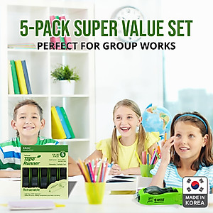 TAPE RUNNER Premium Double Sided Adhesive Tape Runners. Acid Free, PAT Approved. Perfect for Scrapbooking & Bullet Journal (Retractable (315 inches per Cartridge), 5 Cartridges)